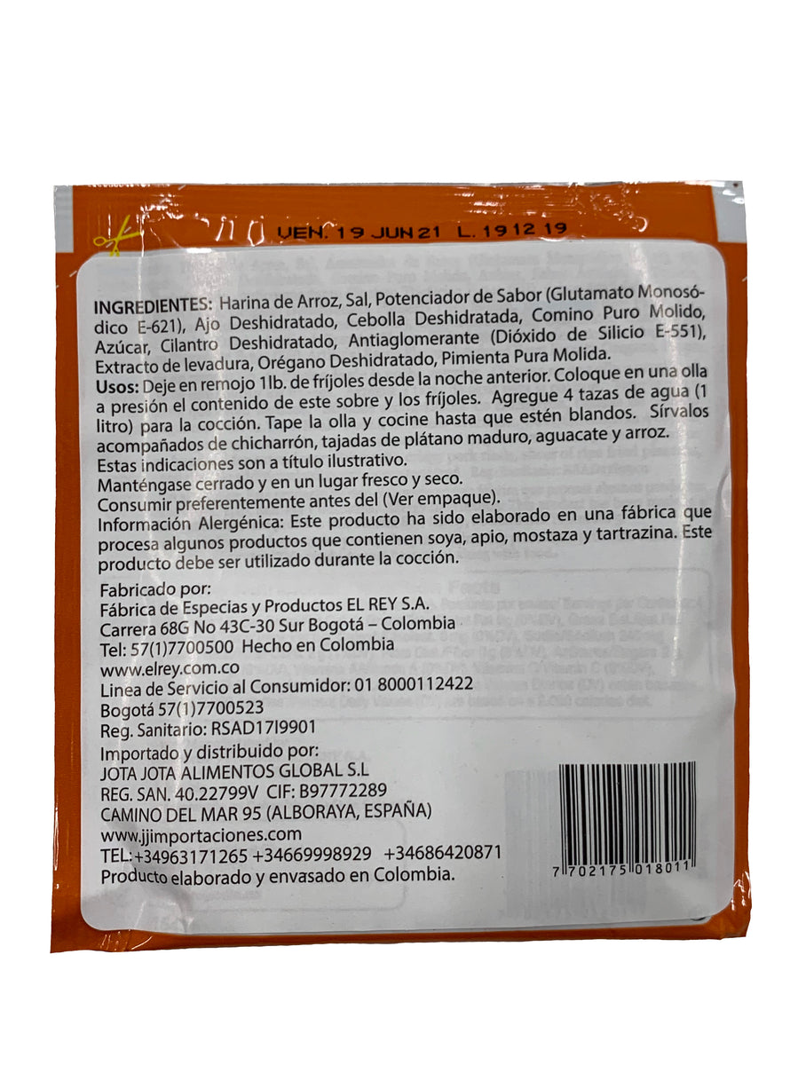 El Rey Beans Seasoning 20g – Sol Andino Services Uk Ltd